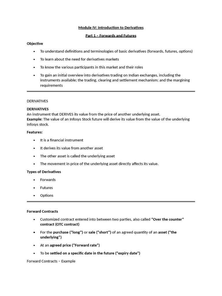 FMI - MODULE 4 - Futures and Options | PDF | Futures Contract | Option ...