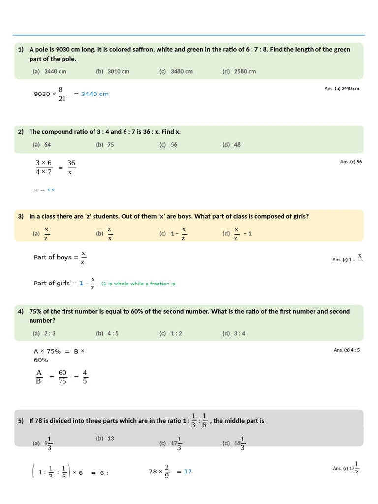 Ratio Basic Questions | PDF | Mathematics | Arithmetic