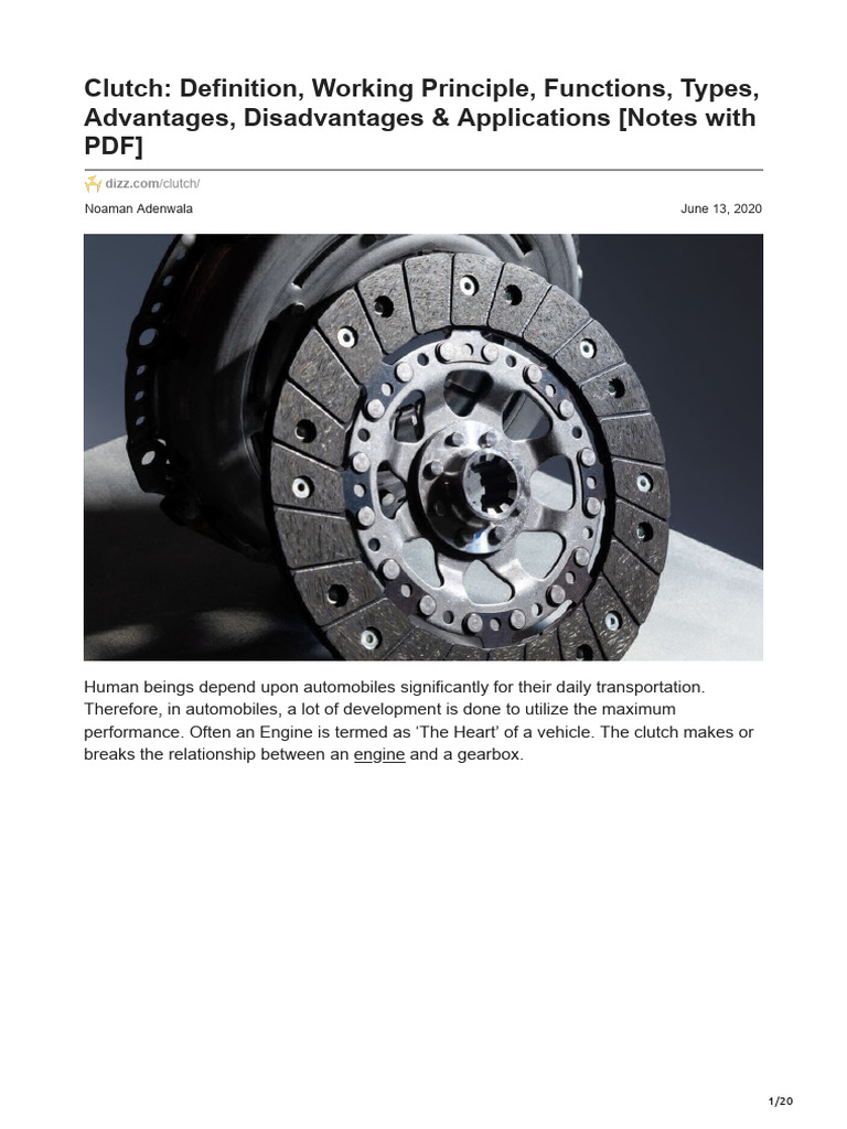 Clutch Definition Working Principle Functions Types Advantages ...