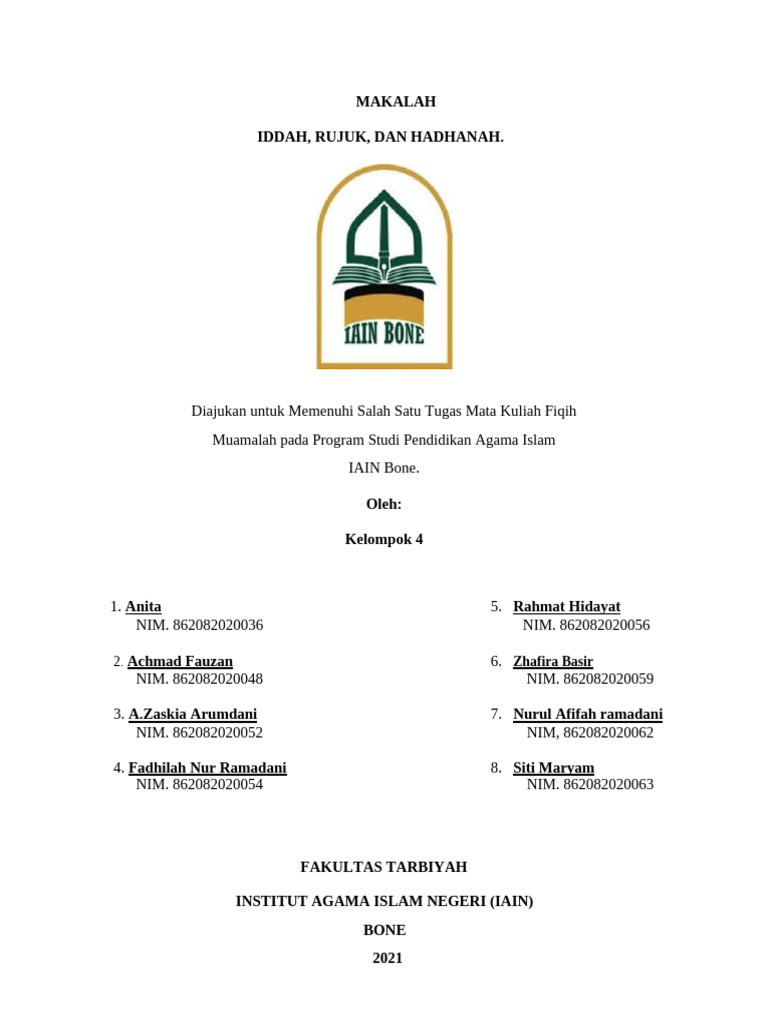 Iddah, Rujuk, dan Hadhanah dalam Islam | PDF