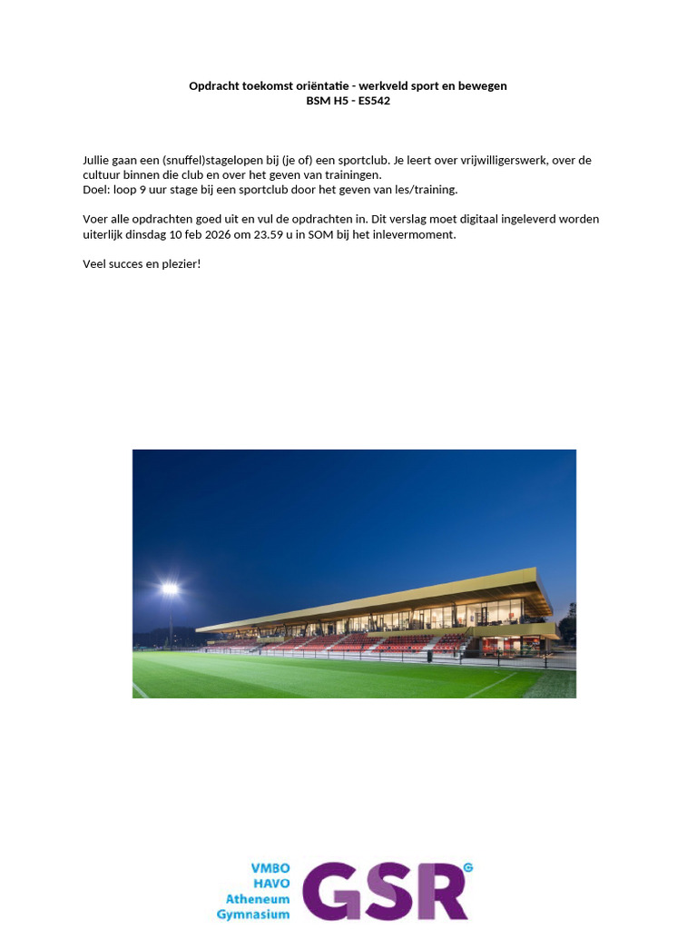Opdracht Toekomstorientatie Werkveld Sport en Bewegen 2025 2026 | PDF