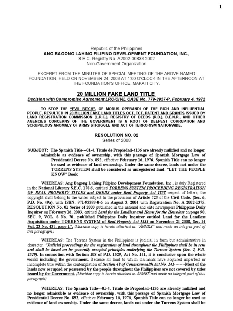 20M Fake Land Title | Title (Property) | Supreme Courts