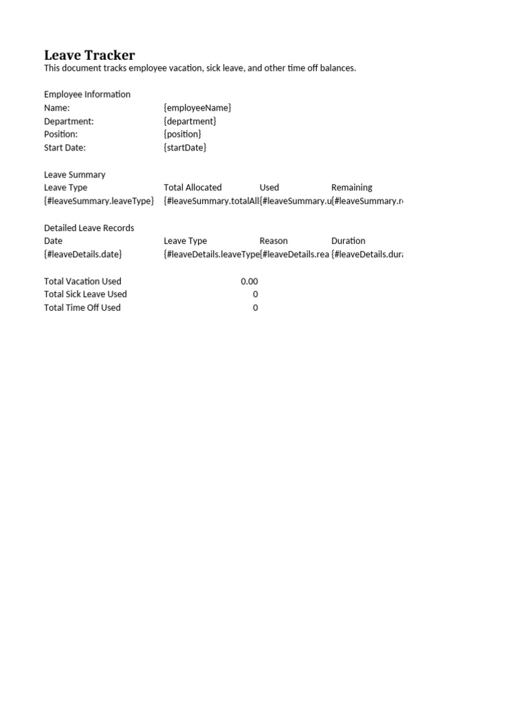 Employee Leave Tracker Template | PDF