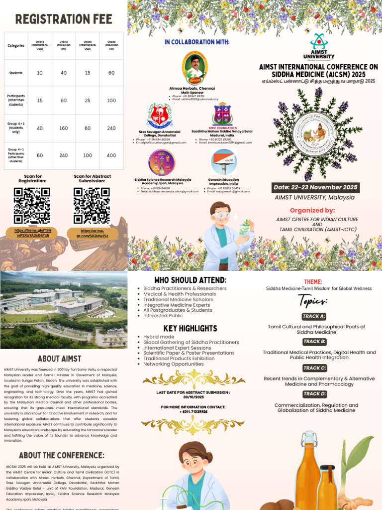 AIMST International Conference On Siddha Medicine (AICSM) 2025 | PDF