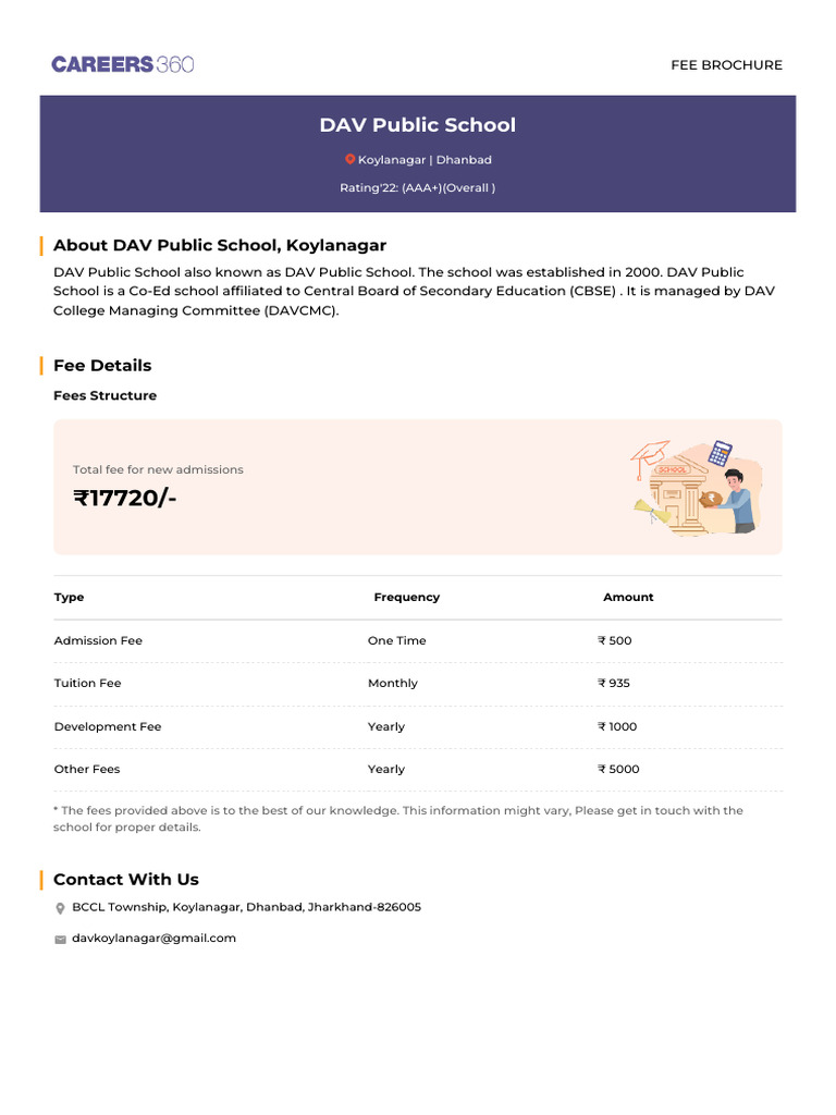 DAV Public School-Fee Structure | PDF