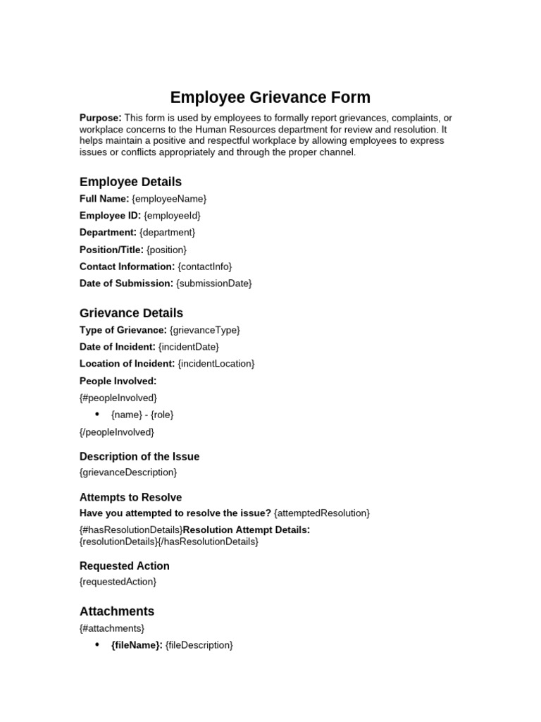 Employee Grievance Form | PDF