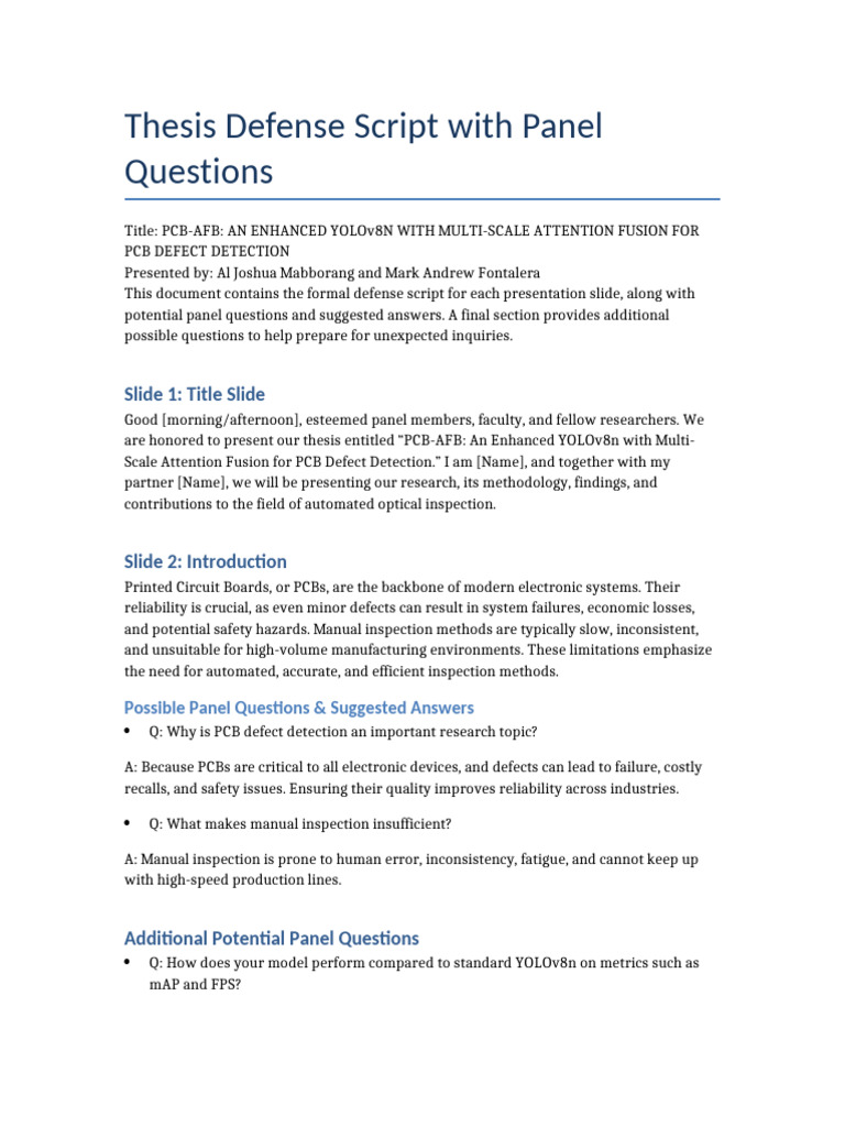 PCB AFB Defense Script With Questions | PDF