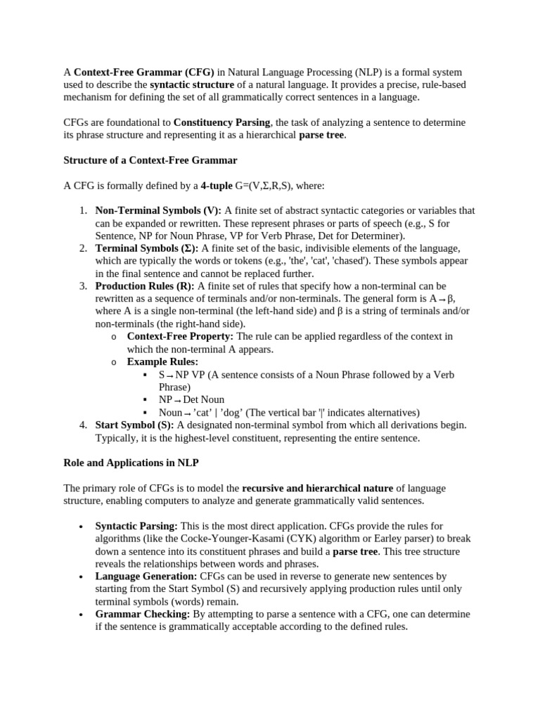 Understanding Context-Free Grammars in NLP | PDF | Parsing | Phrase