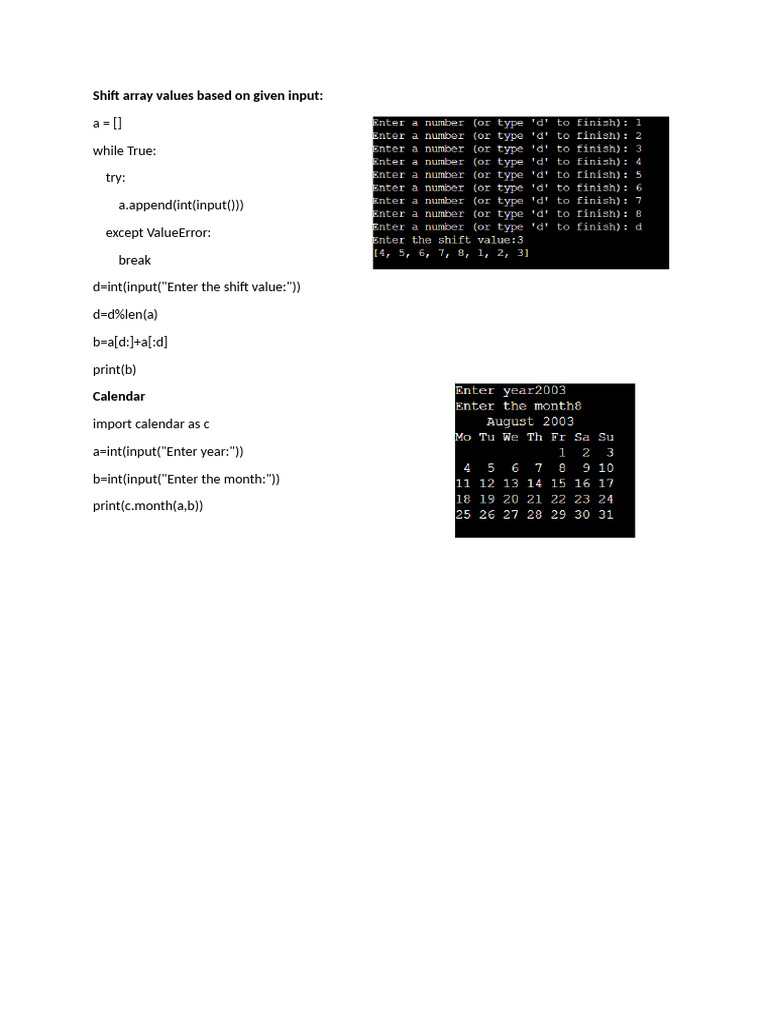 Shift Array Values Based On Given Input | PDF
