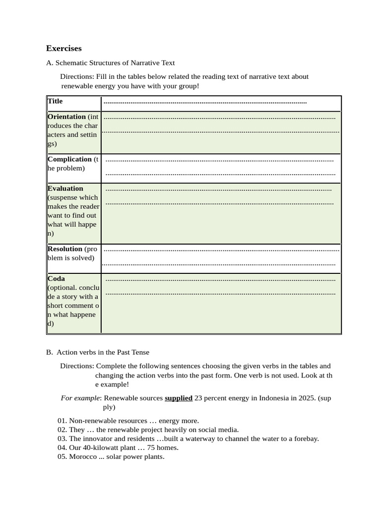 Exercises of Action Verbs in The Past Tense Ok Students | PDF ...