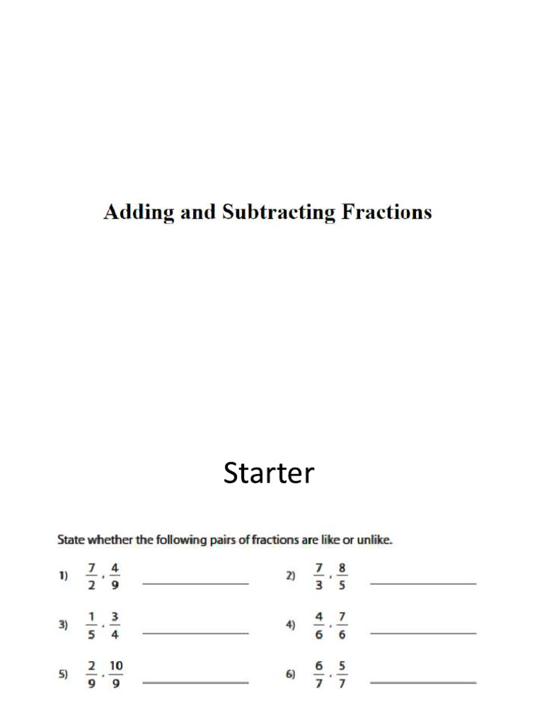 Adding & Subtracting Fractions | PDF