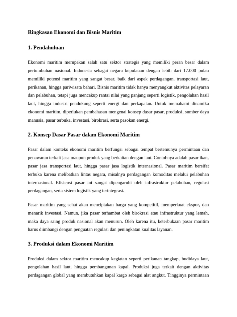 Ringkasan Ekonomi Dan Bisnis Maritim | PDF