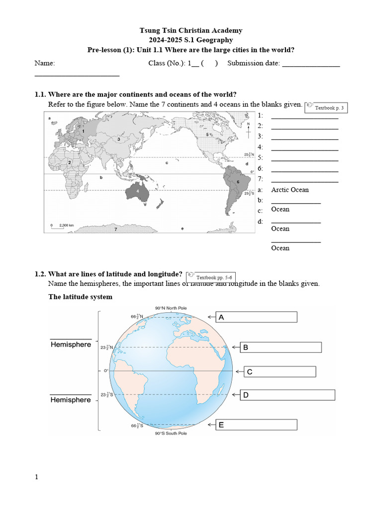 Geography Basics: Cities, Latitude, Longitude | PDF | Latitude | Equator