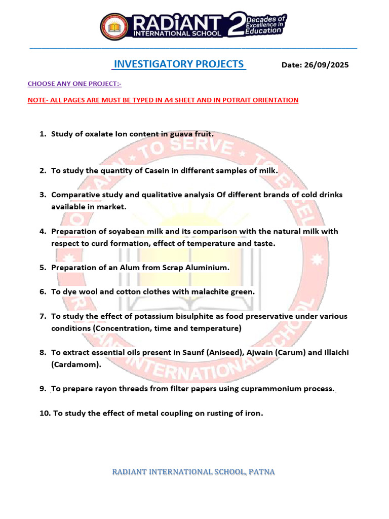 Che Projects Class 12 | PDF