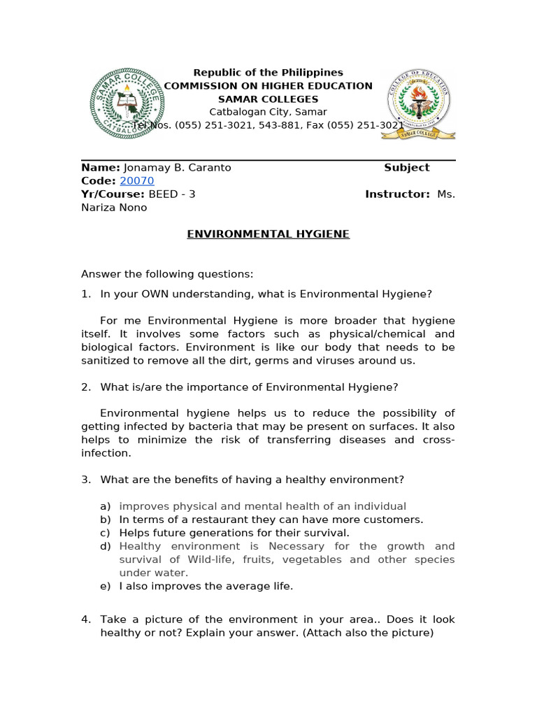 Understanding Environmental Hygiene | PDF
