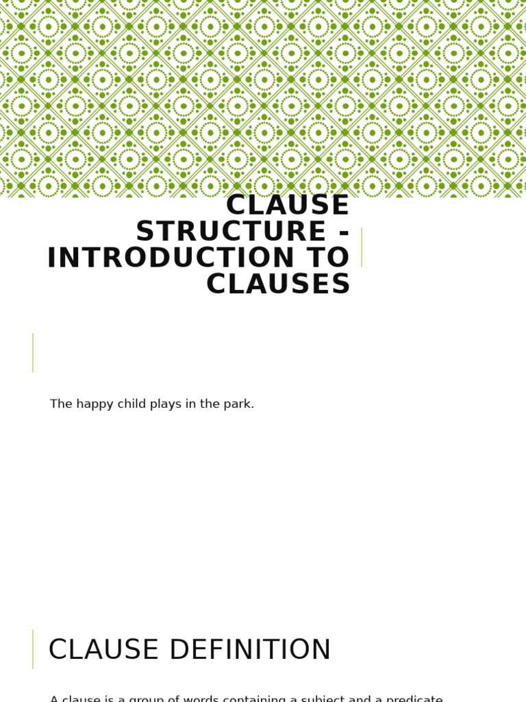 Clause Structure - Introduction To Clauses | PDF