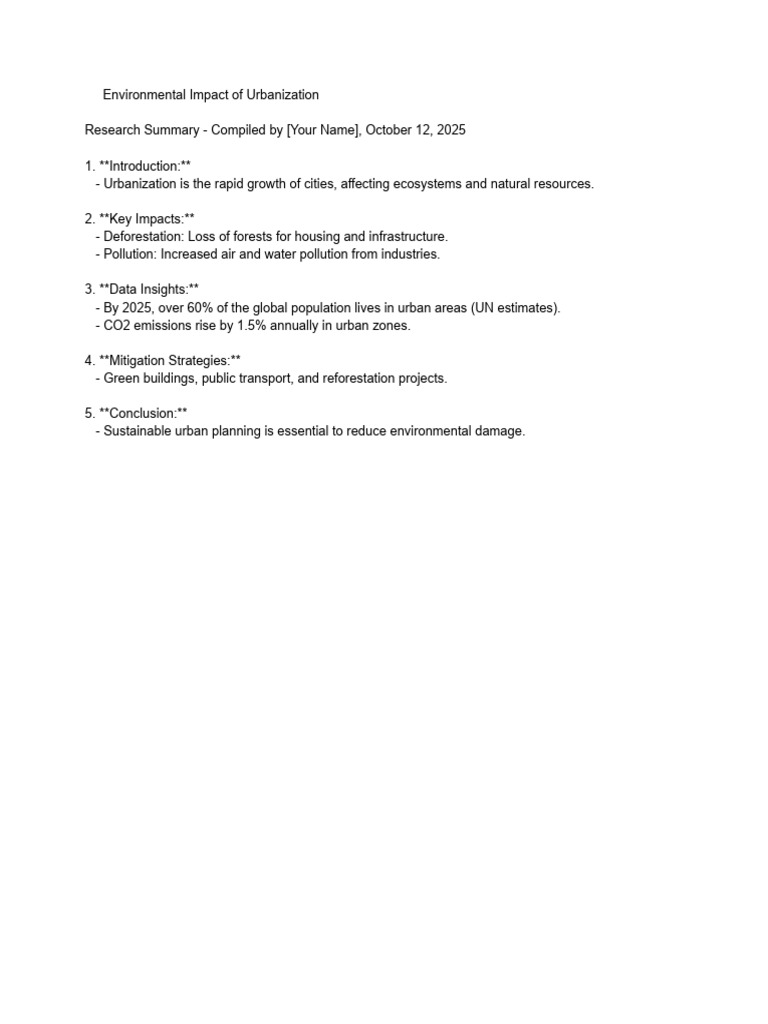 Urbanization's Environmental Impact | PDF