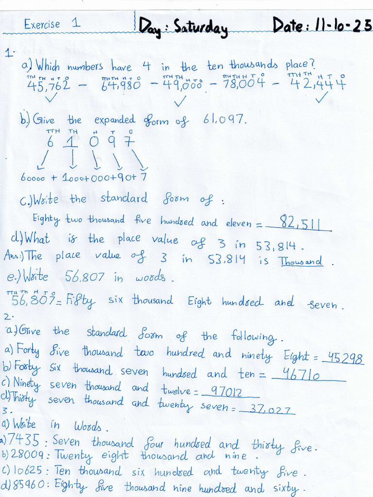 Oxford Math Wise 4 Solved Exercise 1 To 3 of Unit 1 | PDF