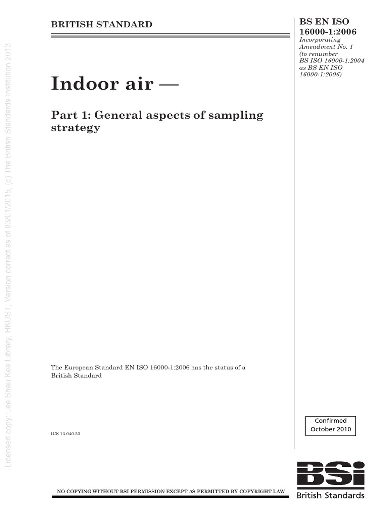 Indoor Air Sampling Strategy Standard | PDF | Volatile Organic Compound ...