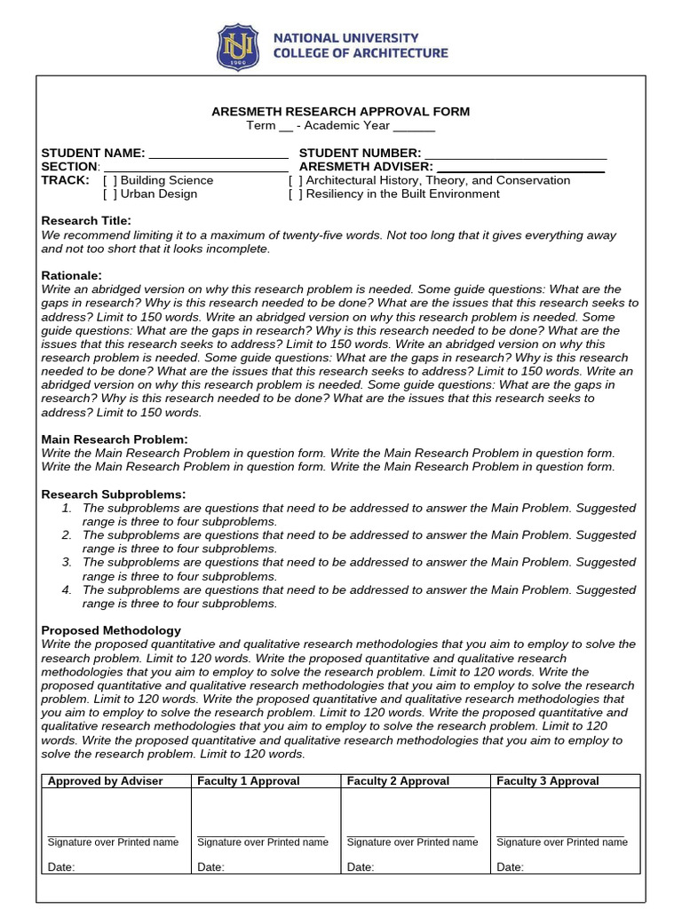 ARESMETH Research Approval Form | PDF | Methodology | Science