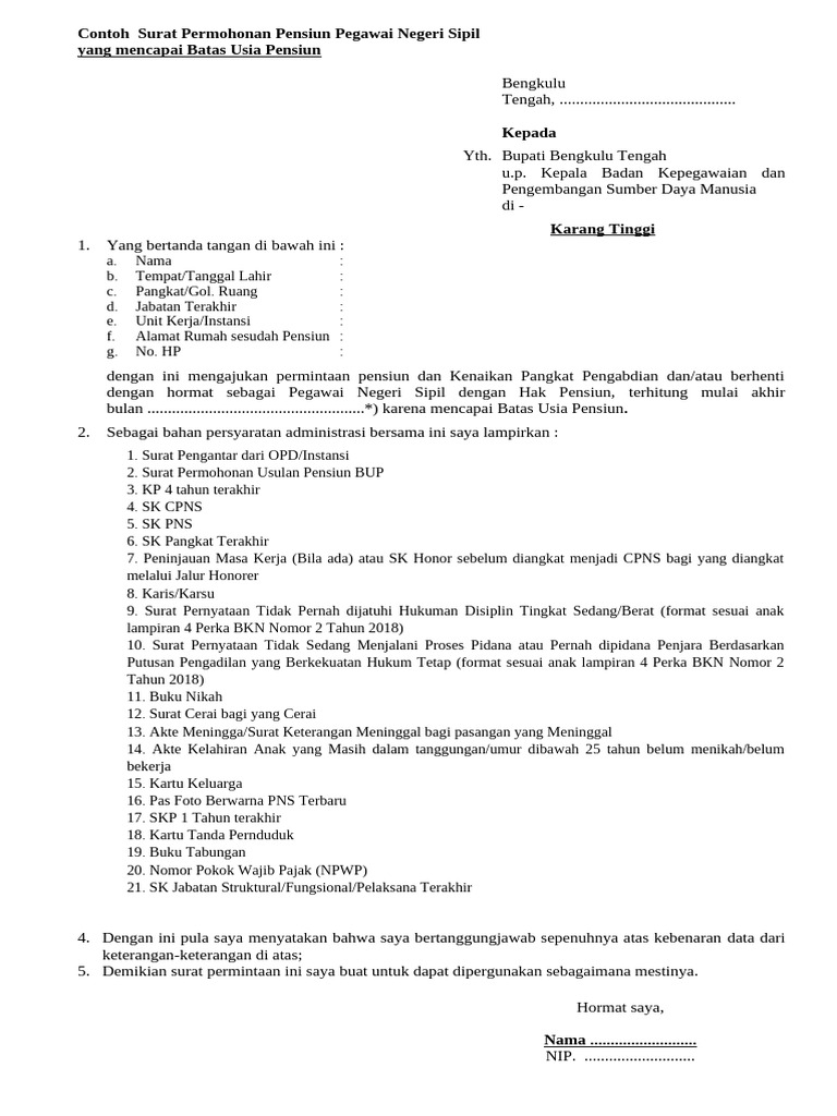 Contoh Surat Permohonan Pensiun-1713945279-27407 | PDF