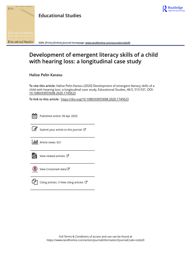 Development of Emergent Literacy Skills of A Child With Hearing Loss A ...