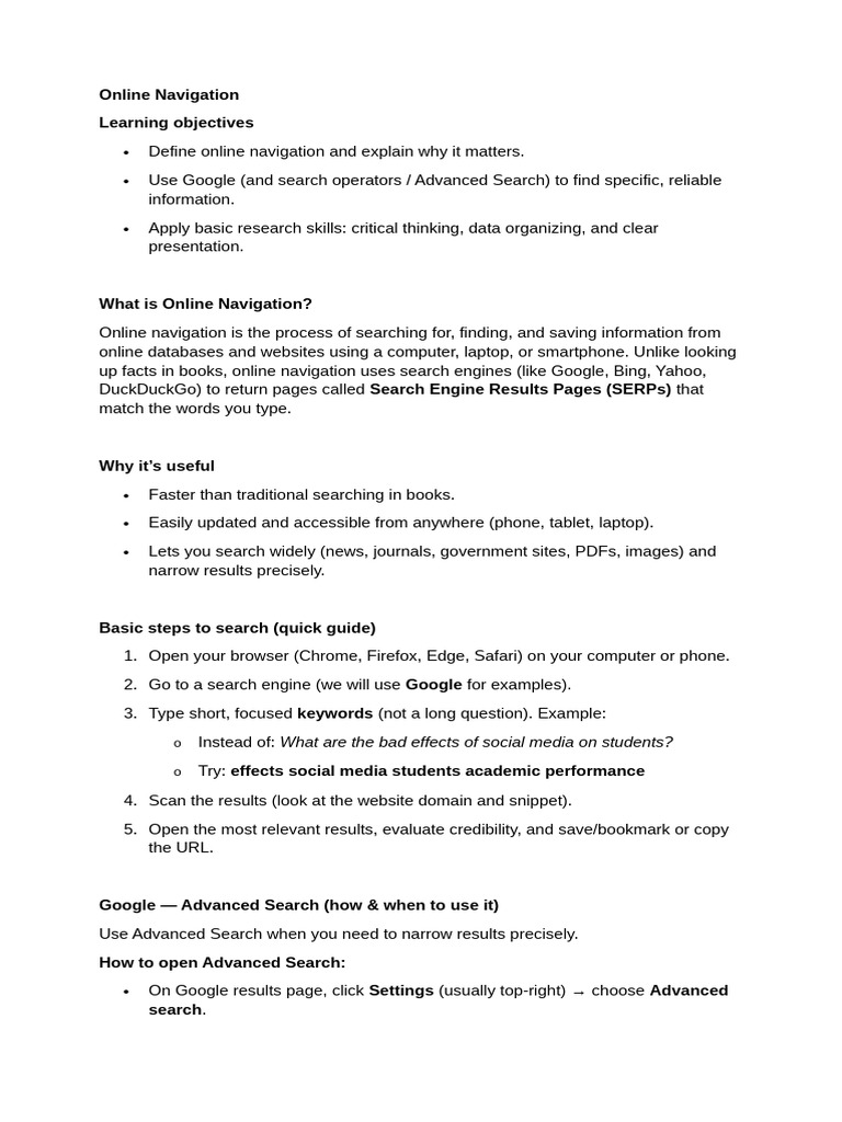 Online Navigation NOTES UPDATED | PDF | File Format | Computing