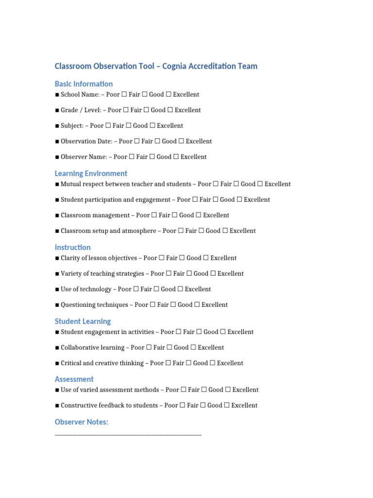 Cognia Teacher Observation Tool Guide | PDF