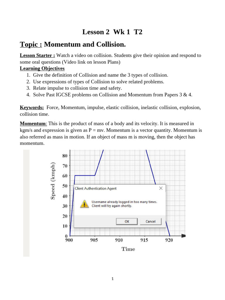 Forces and Momentum Lesson 1 | PDF | Collision | Momentum