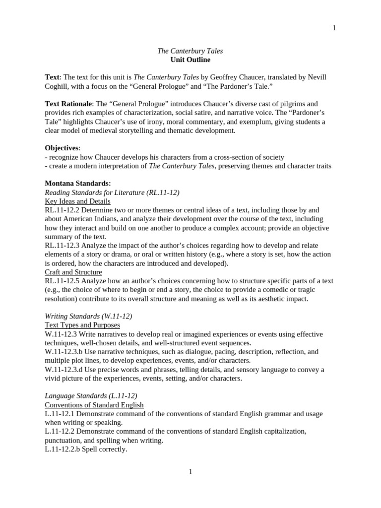 Canterbury Tales - Road Trip Unit - Packet | PDF | Amusement Park | The ...