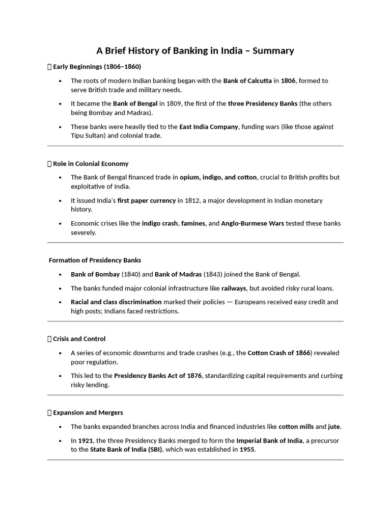 A Brief History of Banking in India | PDF | Banks | British Raj