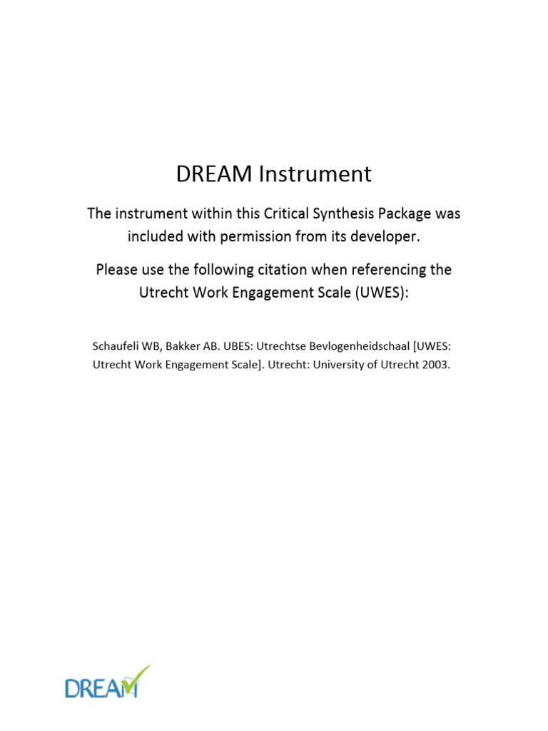 Utrecht Work Engagement Scale (UWES) | PDF