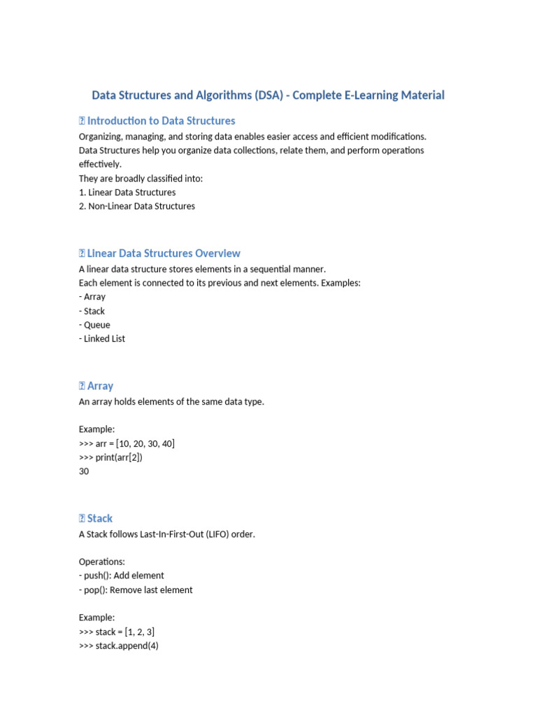 DSA Elearning Detailed 15Pages | PDF | Queue (Abstract Data Type ...