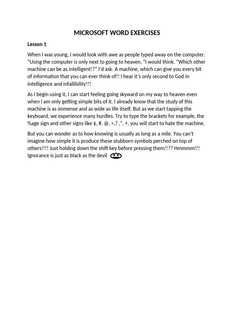 Microsoft Word Exercises | PDF