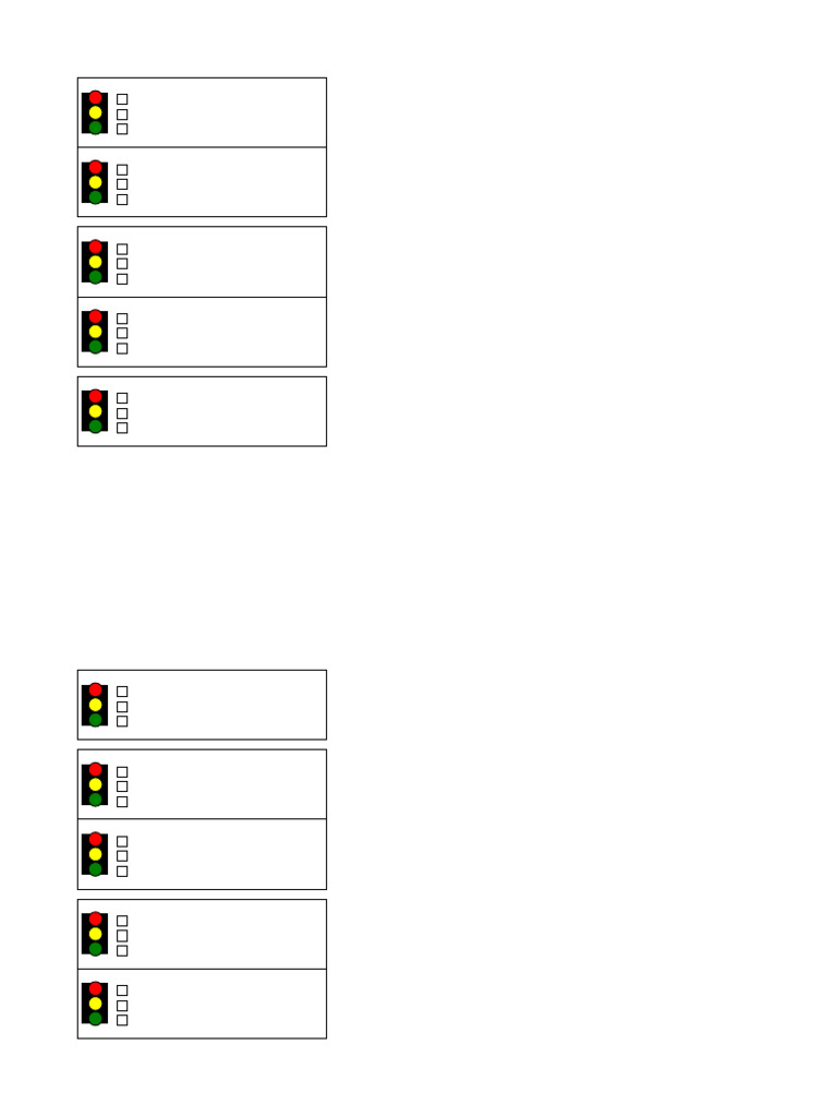 Traffic Light Tick Cards 10 Sidebyside | PDF