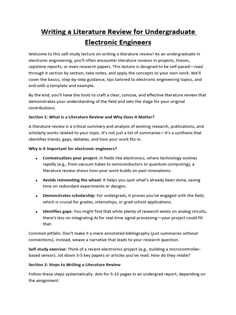Literature Review Guide for Engineers | PDF | Electronics | Electrical ...
