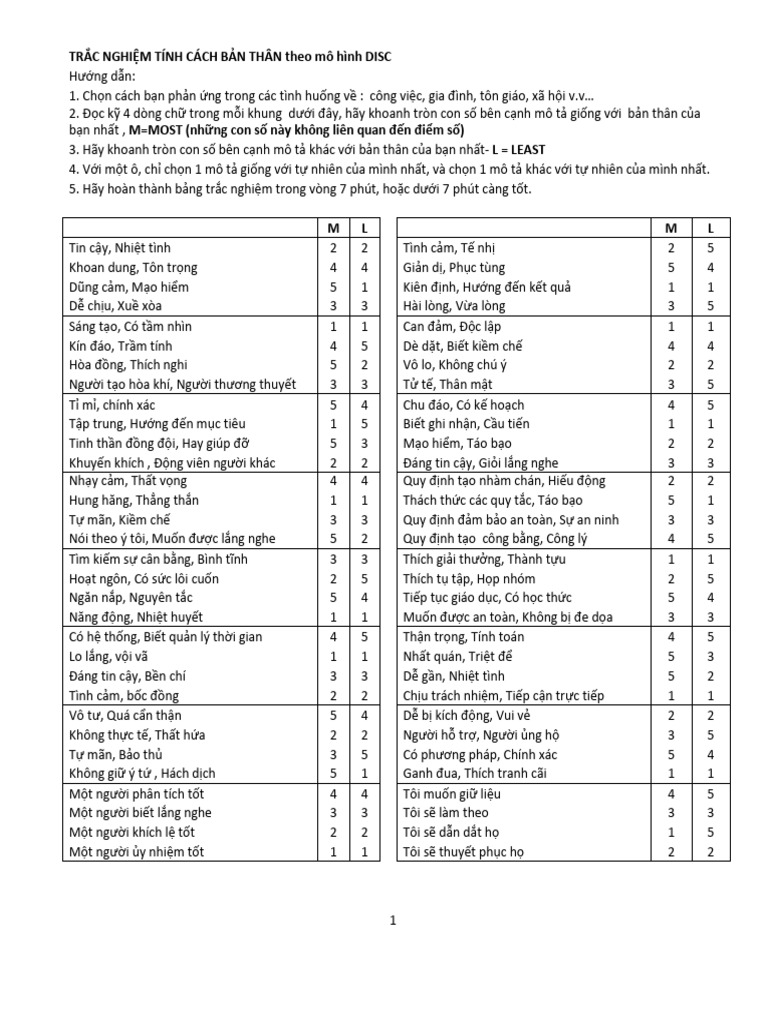 Handout 1- DISC Test | PDF