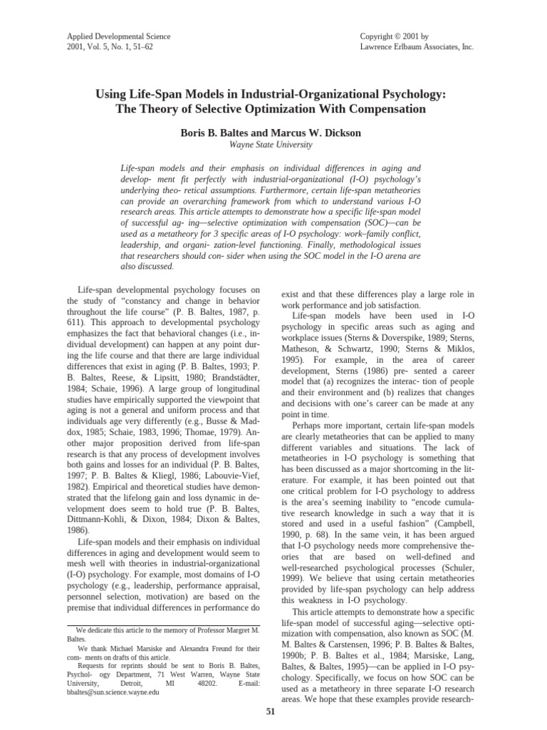 Life-Span Models in I-O Psychology | PDF | Leadership | Goal