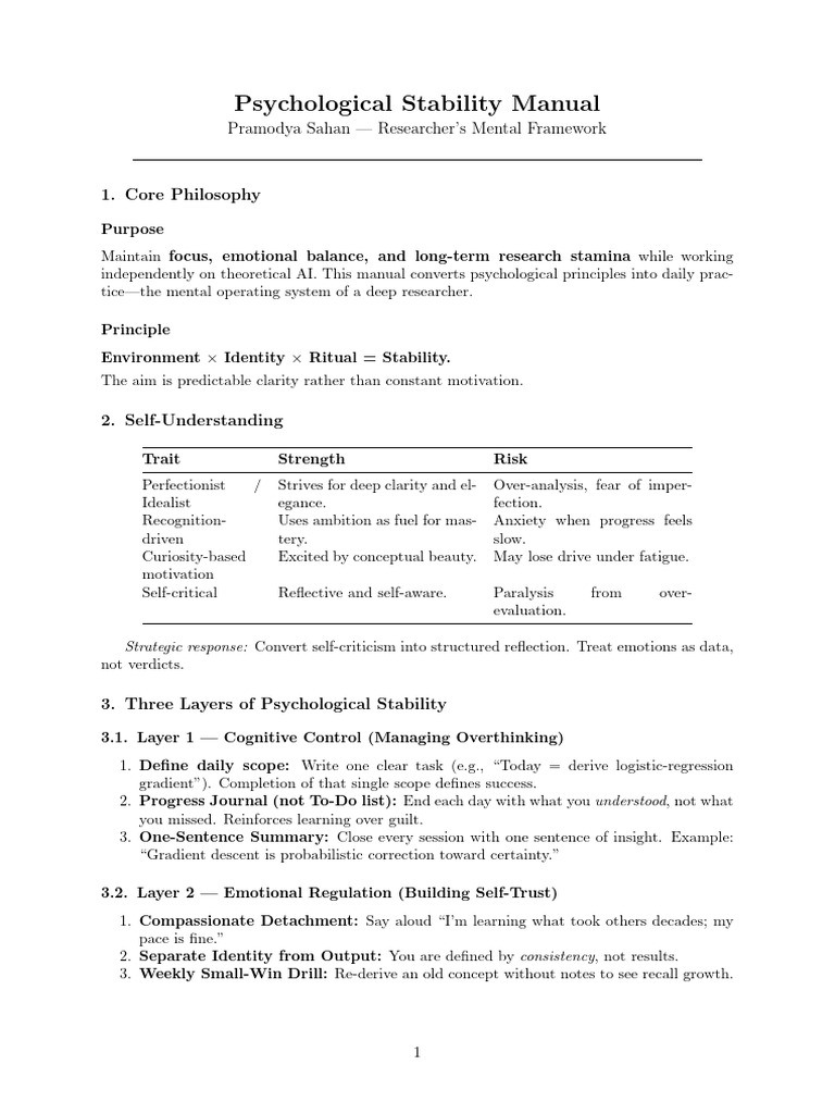 Psychological Stability for Researchers | PDF | Psychology | Emotions