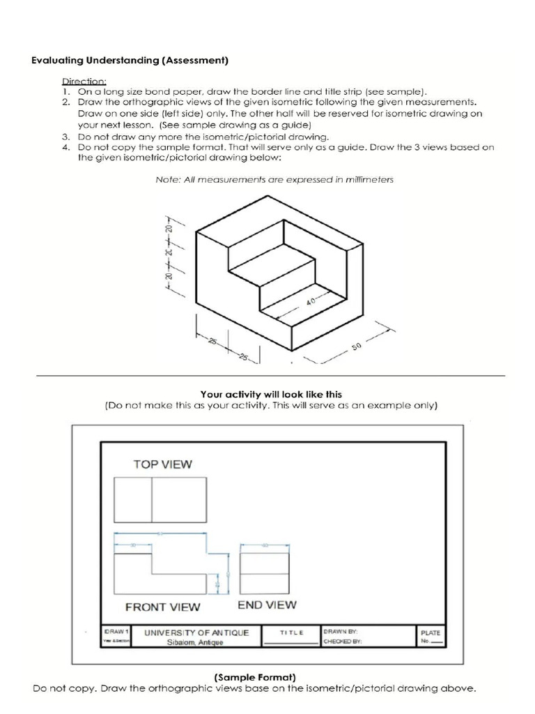 Activity For Orthographic Drawing | PDF