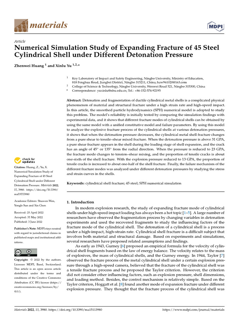 Expanding Fracture of 45 Steel Shells | PDF | Fracture | Finite Element ...