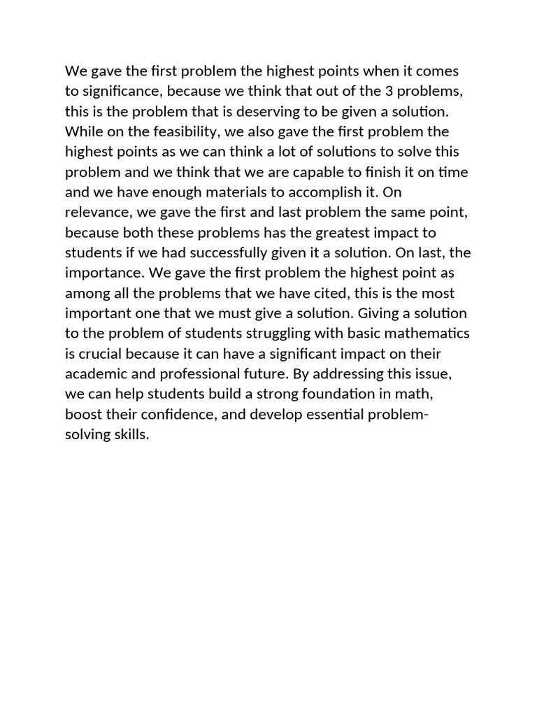 We Gave The First Problem The Highest Points When It Comes To ...