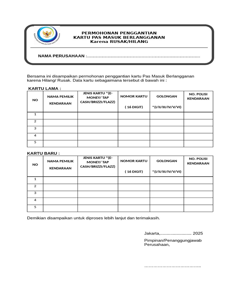 Form Ganti Kartu | PDF