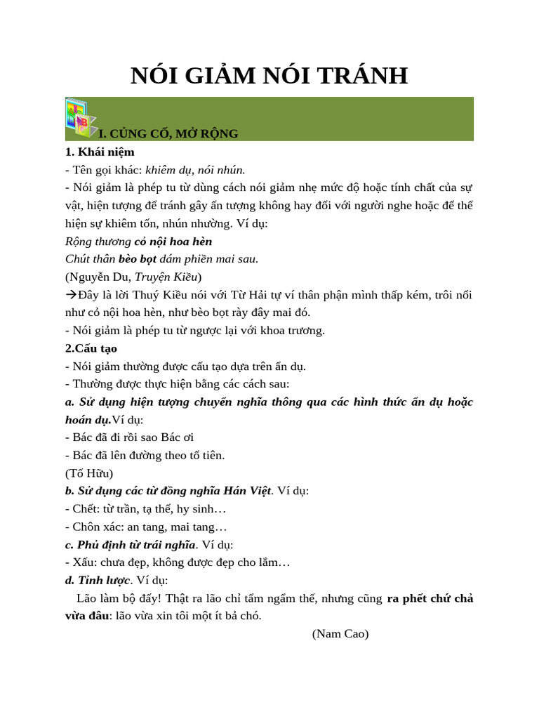 Bài Tập Về Nói Giảm Nói Tránh 8 | PDF