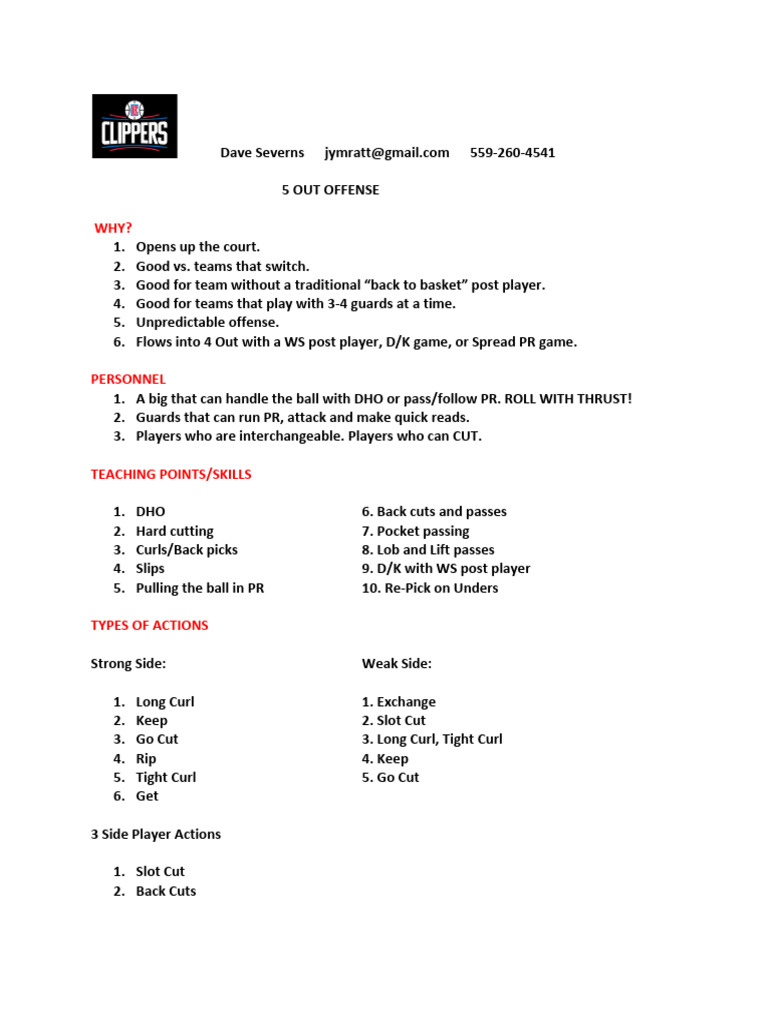 5 Out Offense | PDF