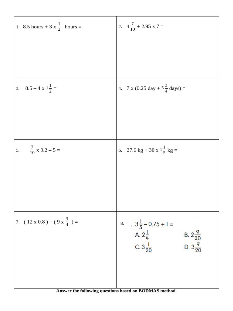 BODMAS Y6 | PDF