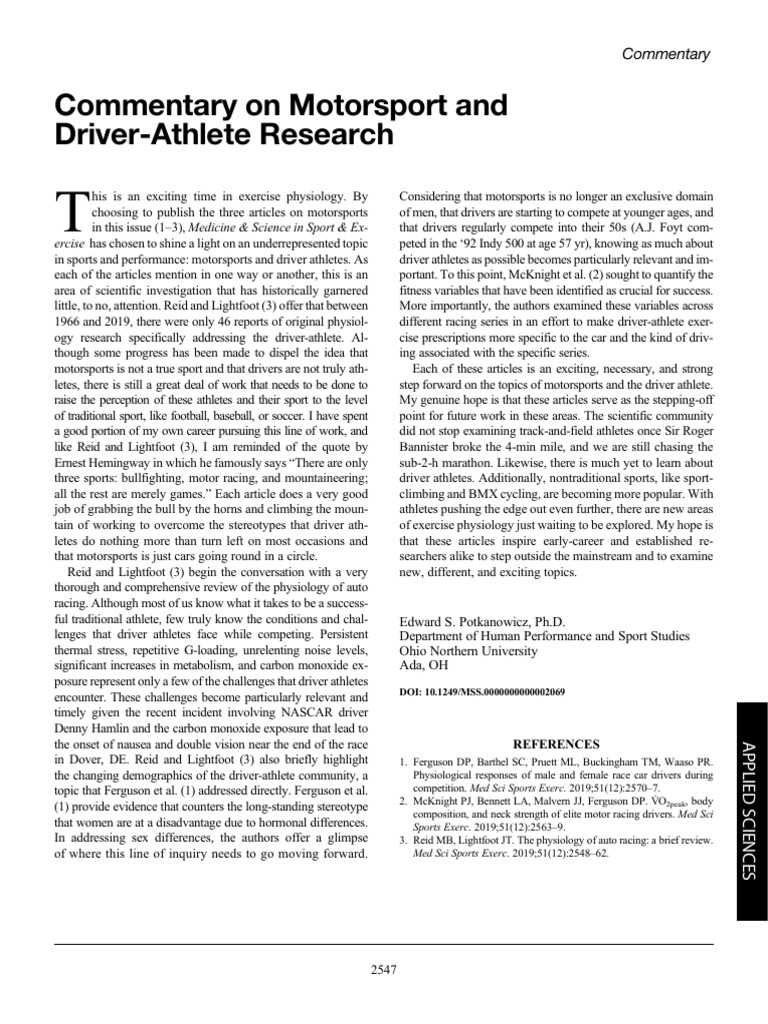 Understanding Driver-Athlete Physiology | PDF