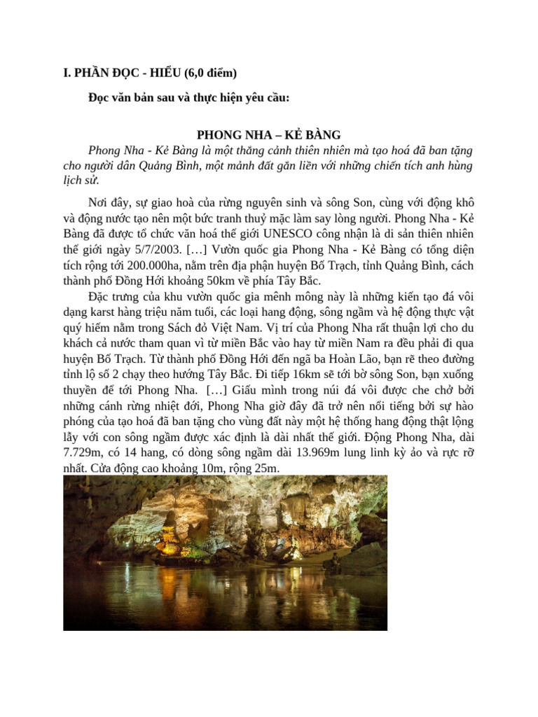 Vbtt - Phong Nha Kẻ Bàng - Hs | PDF