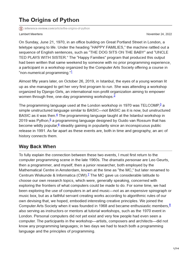 The Origins of Python | PDF | Computer Programming | Python (Programming Language)