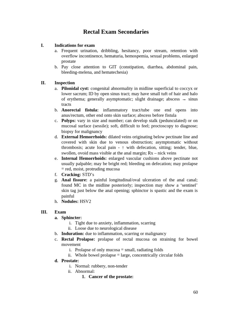060-062 Rectal Exam Secondaries | PDF | Rectum | Prostate